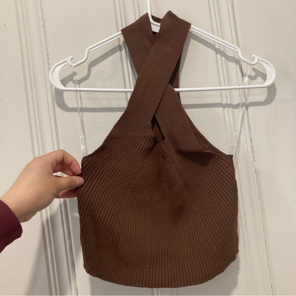 Tops | Halter Top Ribbed Crop Cross Over | Poshmark